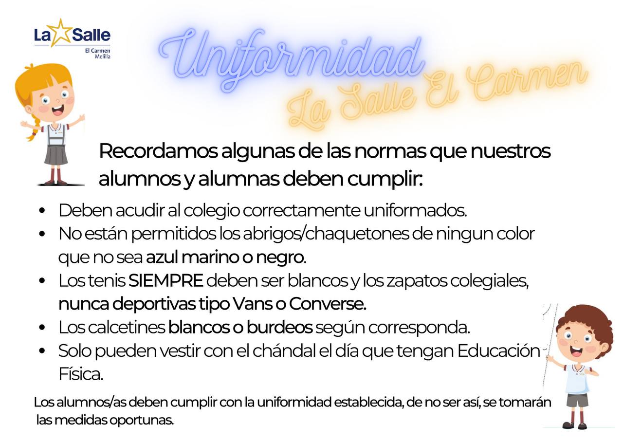 Normas de uniformidad – La Salle El Carmen – Melilla
